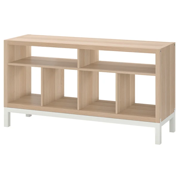 TV klupa s podokvirom, belo b. im. hrastovine, 147x39x78 cm