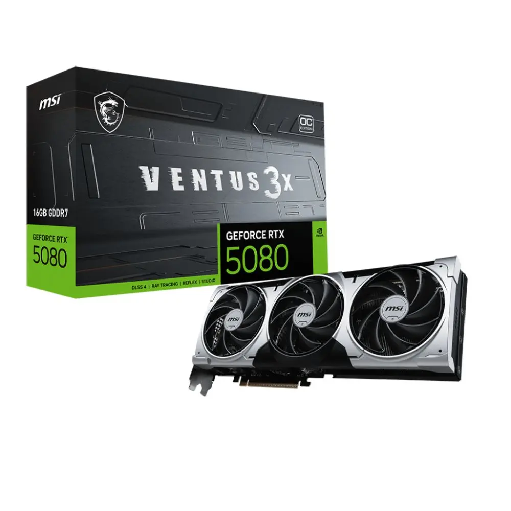 MSI Grafička kartica GeForce RTX 5080 Ventus 3x OC Plus, 16GB, Siva