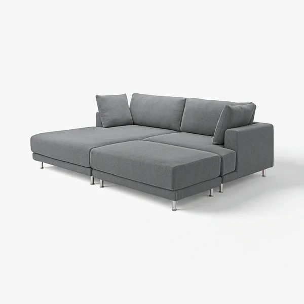 Modularna sofa trosed, s lenjivcem, levo sa stoličicom/Johanneshov tamnosiva