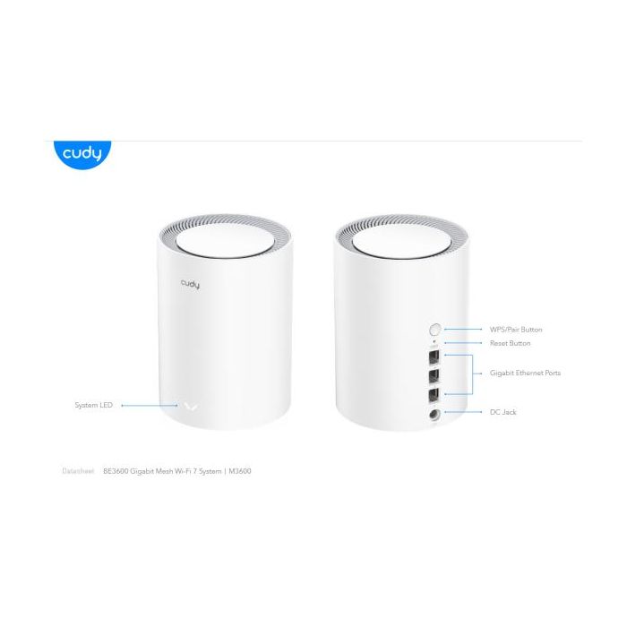 Cudy M3600(1-Pack), BE3600 Gigabit Mesh Wi-Fi 7 System, 2882 Mbps + 688 Mbps IPv6