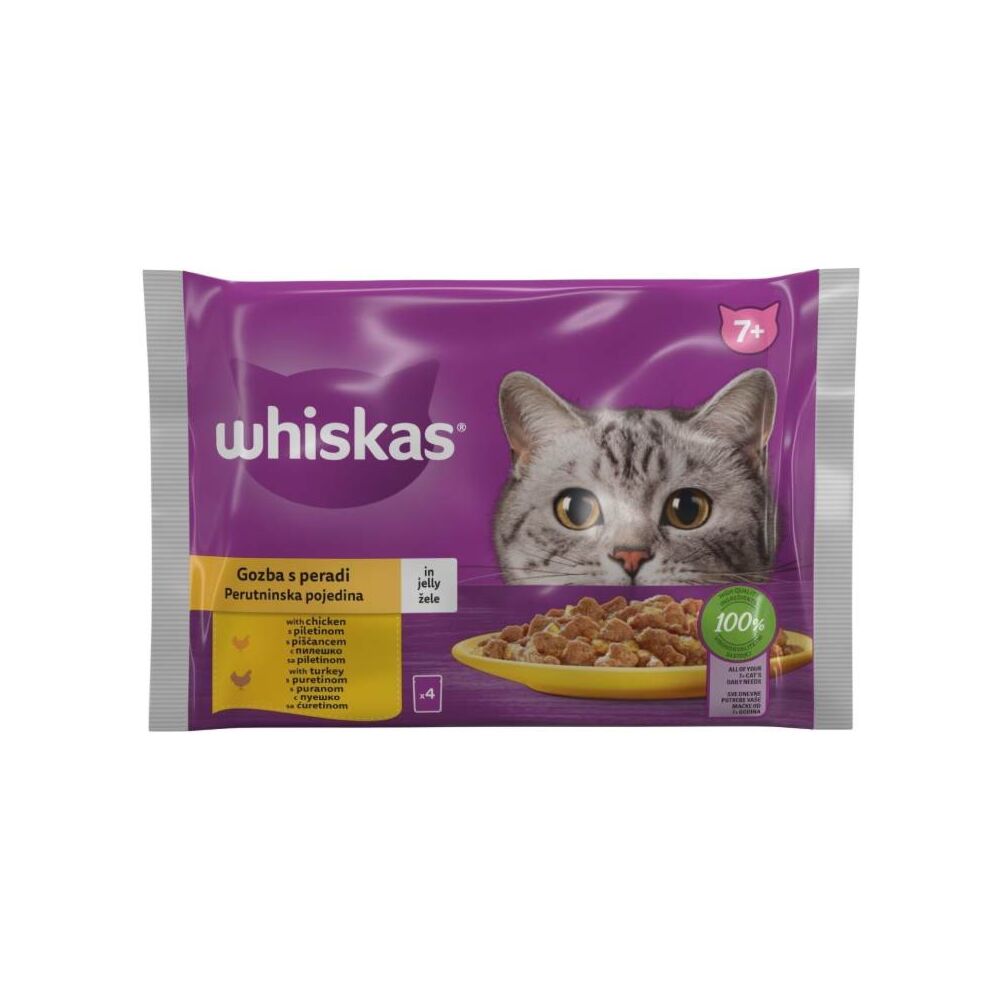 Whiskas Kesice za mačke Senior izbor živine 4 x 85 g