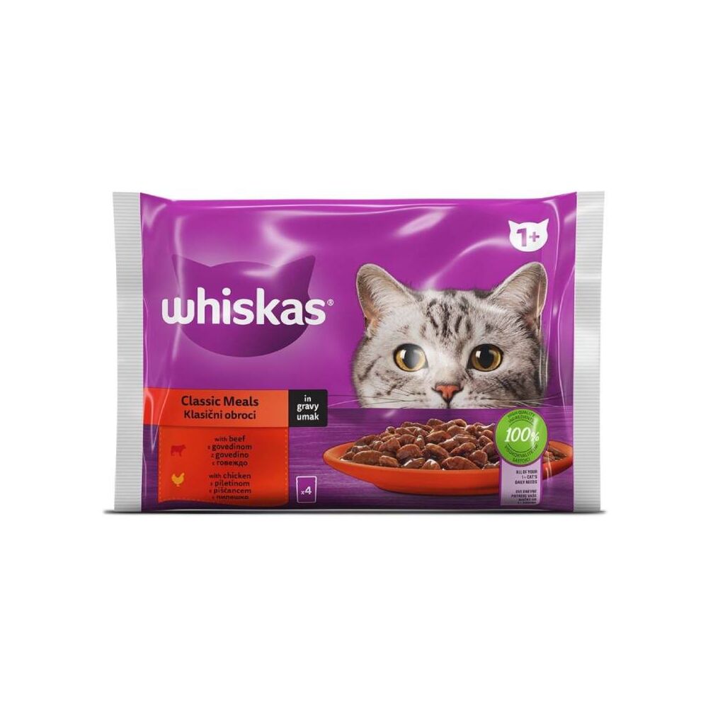 Whiskas Kesice za mačke piletina i govedina 4 x 85 g