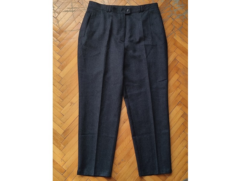 RETKO Brutalne vintage siroke sive pantalone 100% VUNA