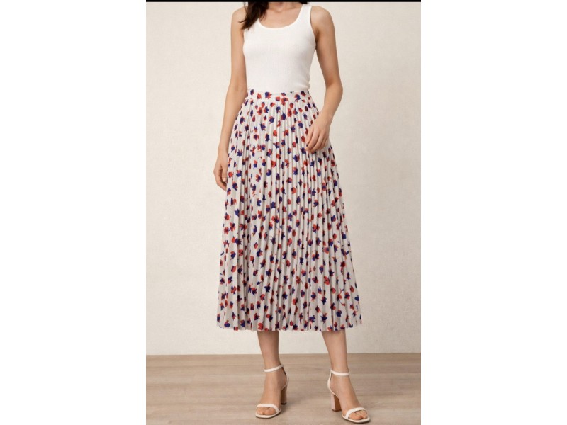 Savida plisirana floral print midi suknja 38 NOVO