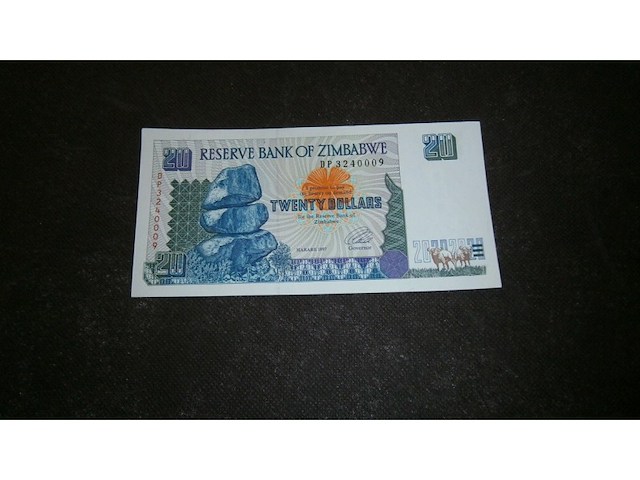 ZIMBABWE 20 DOLLARS 1997 UNC