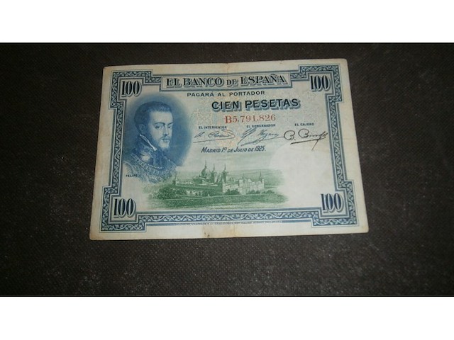 SPAIN 100 PESETAS 1928