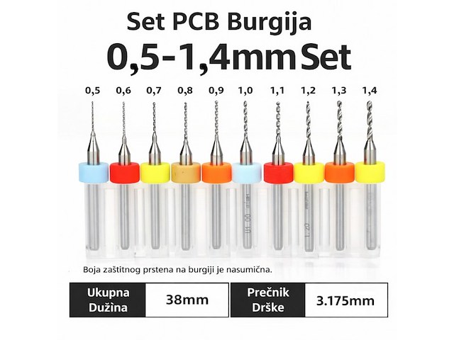 Mikro karbidne burgije za PCB i CNC (0,5-1,4mm) - 10 ko