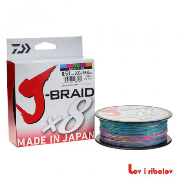 Upredena struna Daiwa J-braid X8 0,35mm 300m multicolor