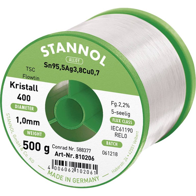 Tinol / kalaj žica Stannol Sn99.3/Cu0.7 ZV16 1mm 1kg