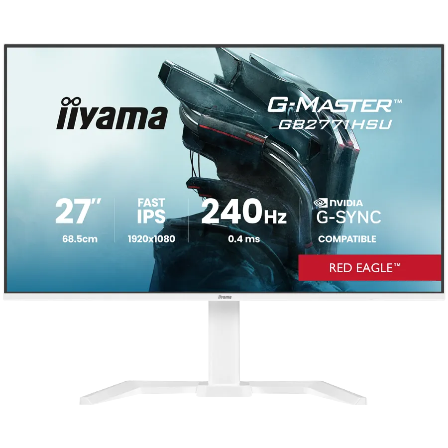 27" WHITE Fast IPS Gaming, G-Master Red Eagle, G-SYNC Compatible, 1920x1080 at 240Hz, 350cd/m2, 2x HDMI, DisplayPort, 0.4ms MPRT, Speakers, USB hub 1x3.2 1x USB-C, Black Tuner, 15cm height adjusta...