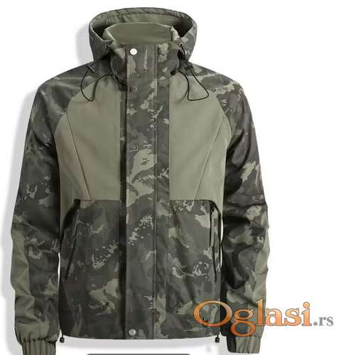 Men's Retro Camo Hooded Windbreaker Jacket