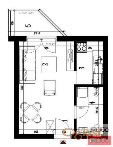 KLISA, 30m2, Jednosoban sa pdv