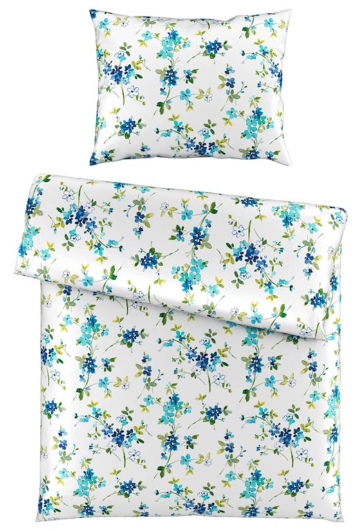 POSTELJINA BIBI 140/200 cm saten plava