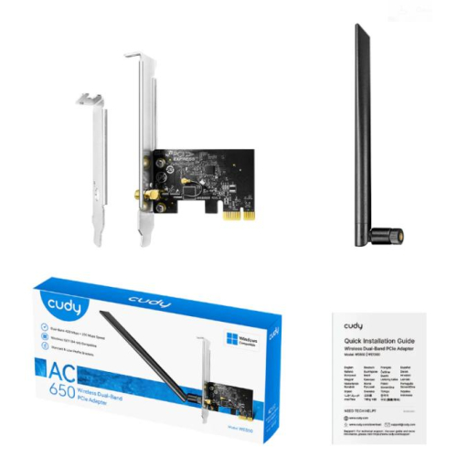 Cudy WE650,AC650 Bezicni PCI-E adapter sa dva opsega, 433 Mbps + 200 Mbps ,Dual-Band Wi-Fi 5