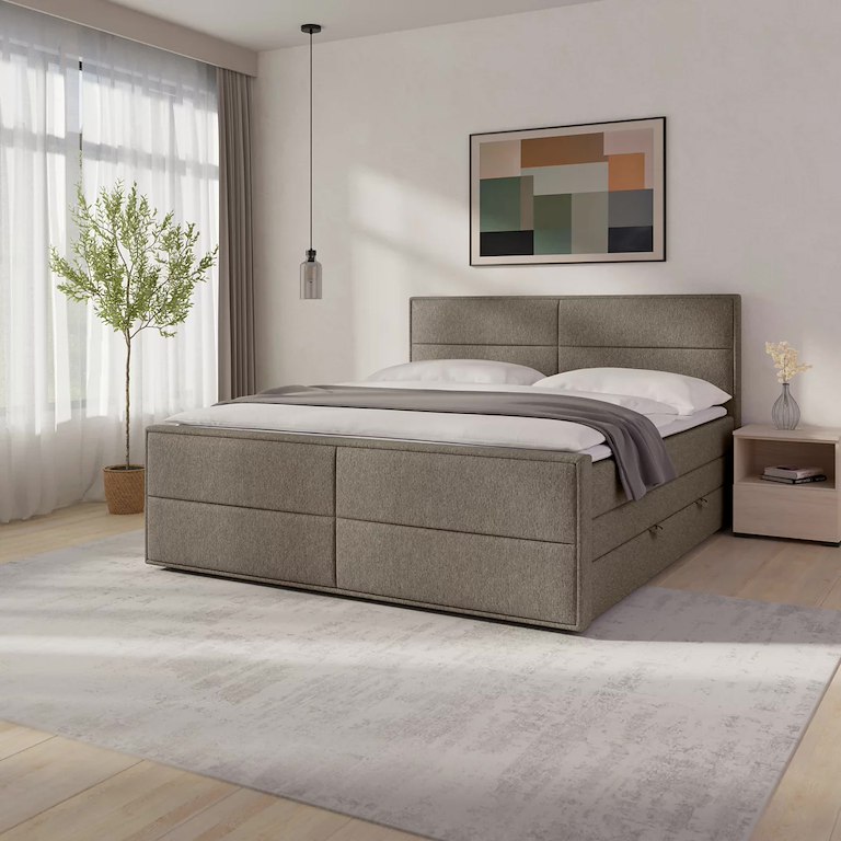 BOXSPRING KREVET 180/200 cm bež