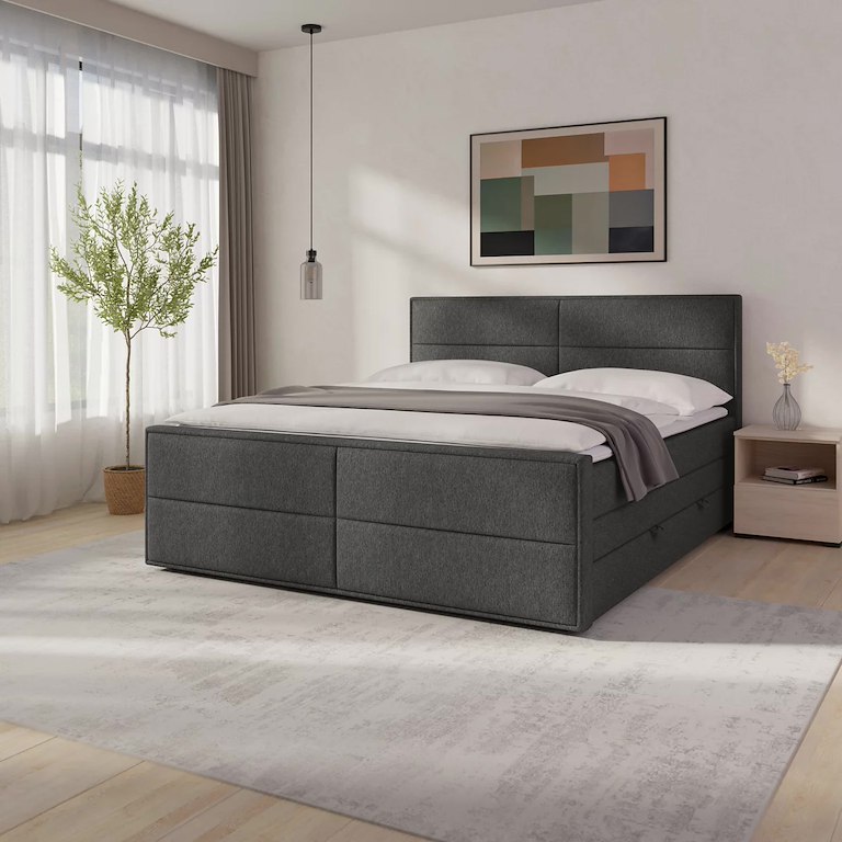 BOXSPRING KREVET 180/200 cm antracit