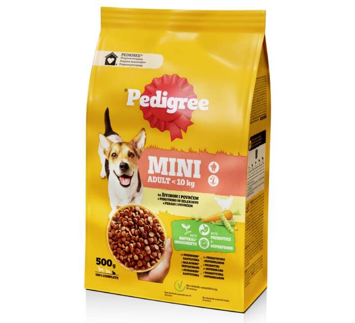 Pedigree Mini suva hrana za pse živina i povrće 500 g
