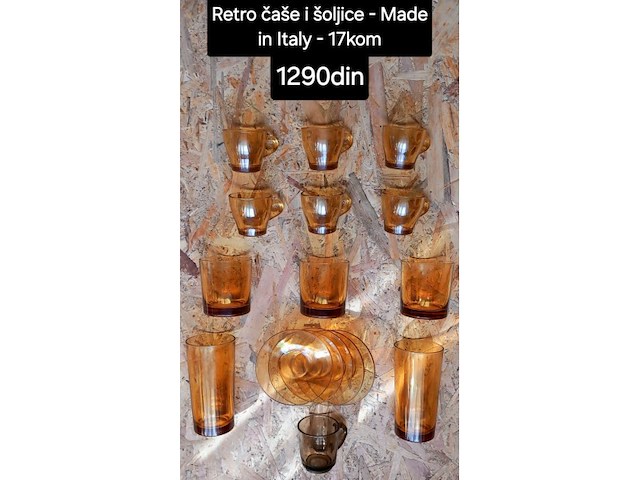 Retro staklene čaše šoljice za kafu set Made in Italy