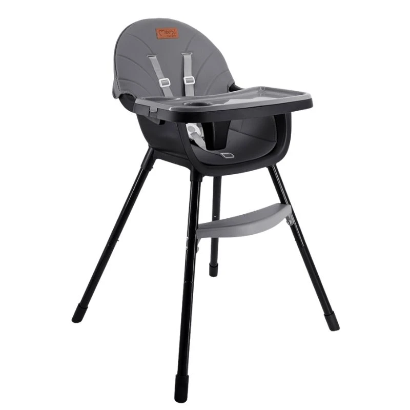 MoMi Reki stolica za hranjenje bebe Grey Black, 6m+