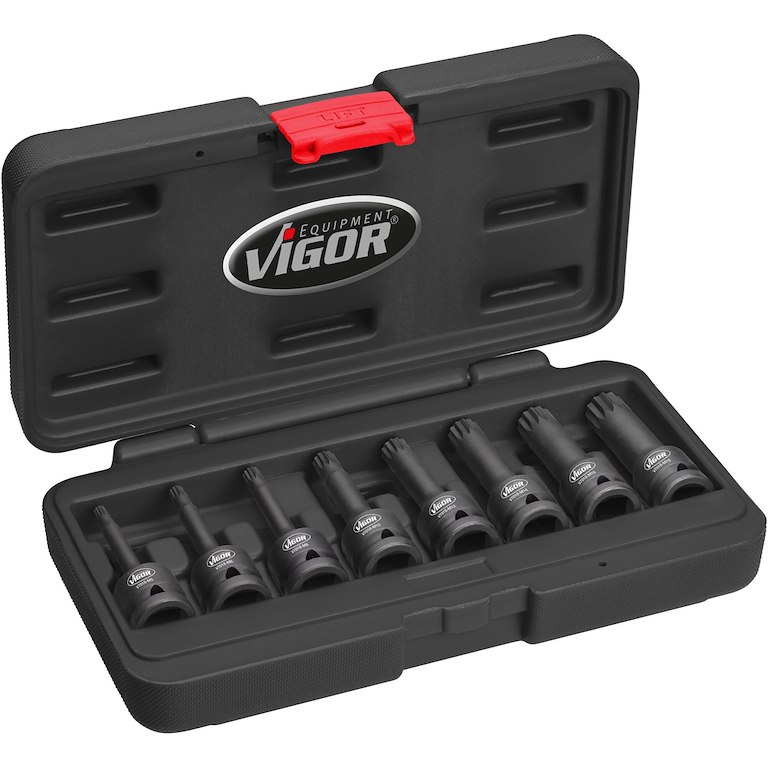 VIGOR Set kovanih TORX gedora 12-ugaonih 1/2" – 8 kom