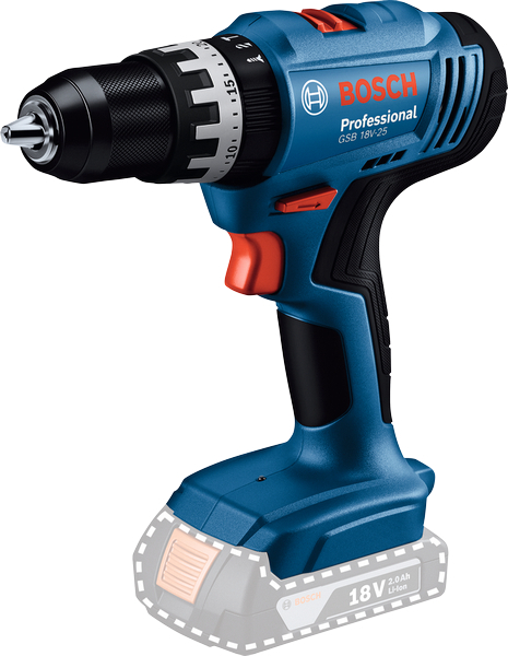 BOSCH Professional aku udarna bušilica GSB 18V-25, 56/21 Nm tvrdo/meko, SAMO ALAT, karton 06019K9300ID: EK000835389