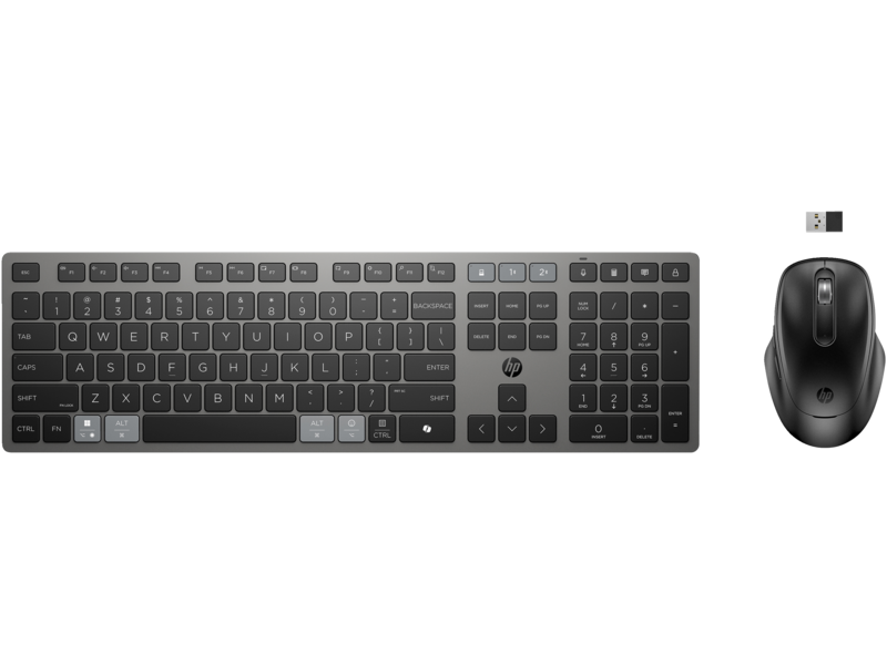 HP 725 Multi-Device Rechargeable Wireless Keyboard and Mouse Combo, 9T5B0UT