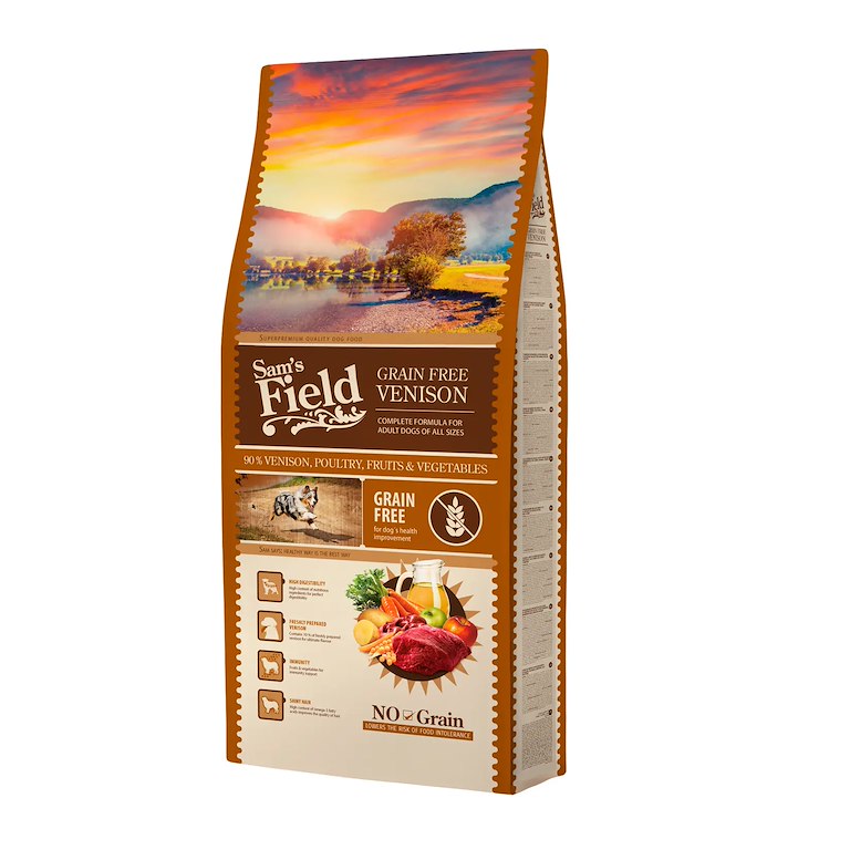 SAM’S FIELD Suva hrana za pse Dog all size adult grain free divljač 13kg