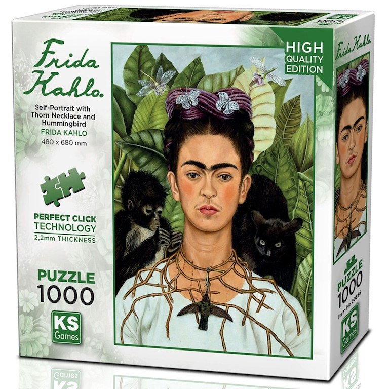 KS Puzzle 1000 pcs Art Gallery Frida Kahlo Self-Portrait with Thorn Necklace and Hummingbird 20665