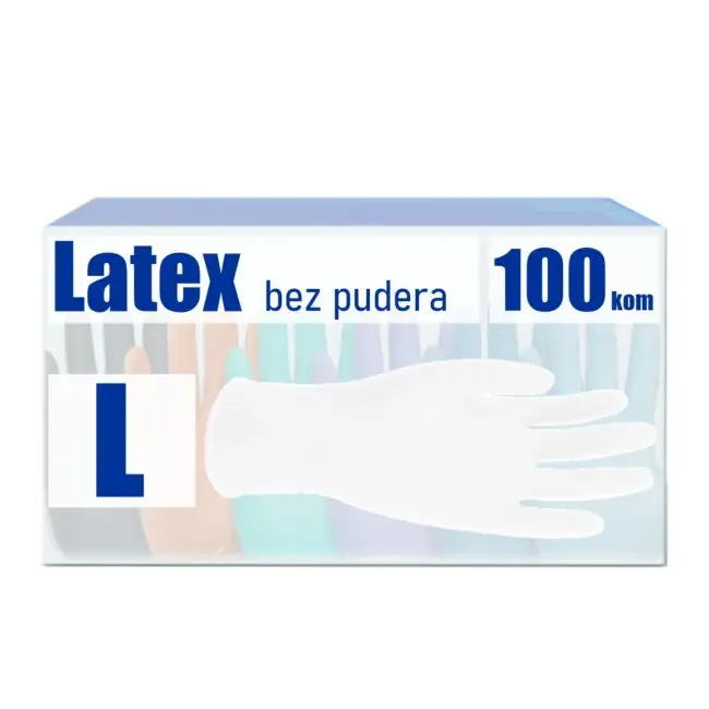 hipermed Latex rukavice bez pudera L 100 komada