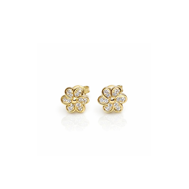 FLOWER EARRINGS IN 14KT YELLOW GOLD WITH ZIRCONS