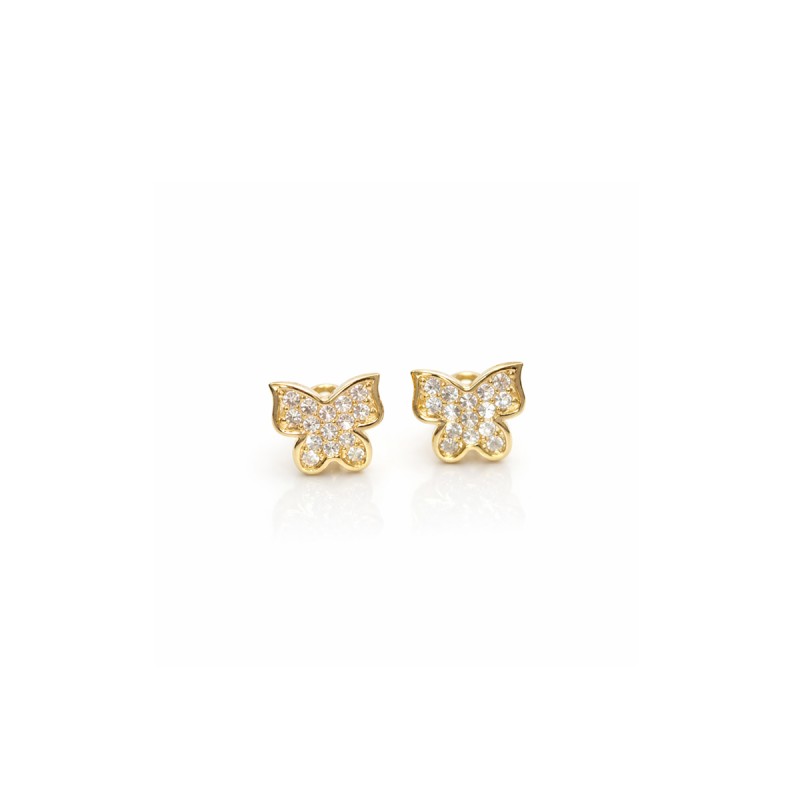 GOLD BUTTERFLY EARRINGS WITH ZIRCONS