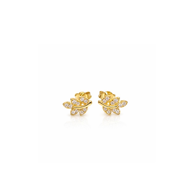 GOLD LEAF EARRINGS WITH ZIRCON