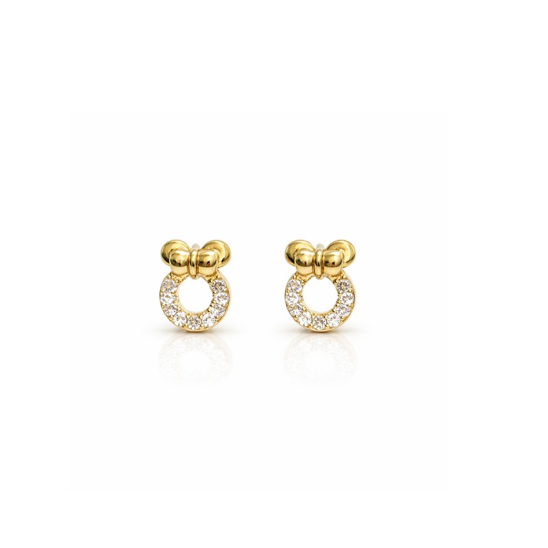 GOLD BOW EARRINGS WITH ZIRCON STONES