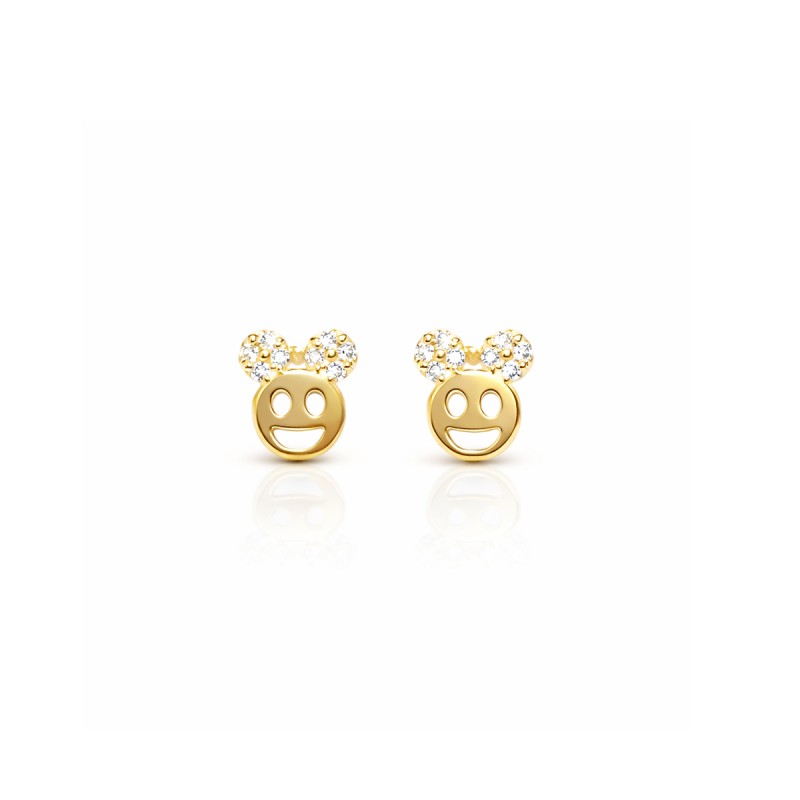 SMILEY EARRINGS IN 14KT YELLOW GOLD WITH ZIRCONS