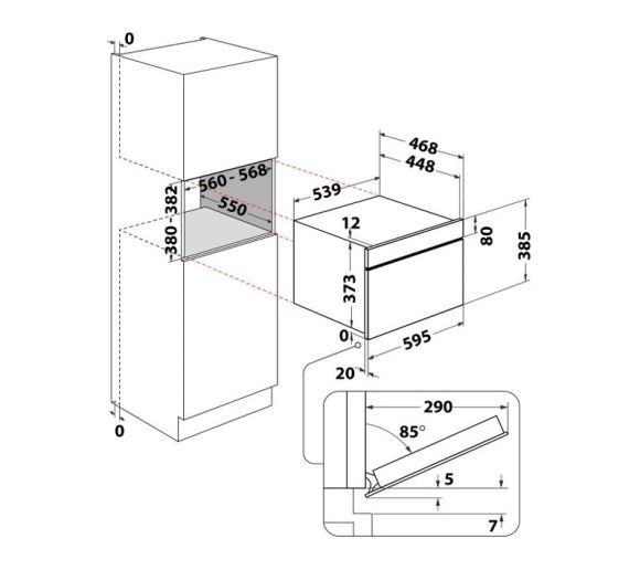 WHIRLPOOL - WMD7O4TB ugradna mikrotalasna rerna