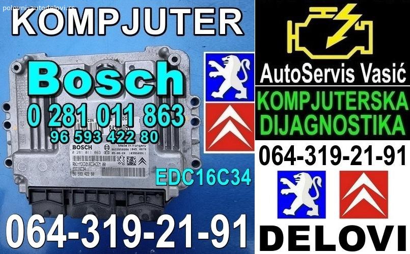 KOMPJUTER 0 281 011 863 BOSCH EDC16C34 PEŽO CITROEN PEUGEOT