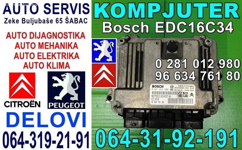 KOMPJUTER 0 281 012 980 BOSCH EDC16C34 PEŽO CITROEN PEUGEOT