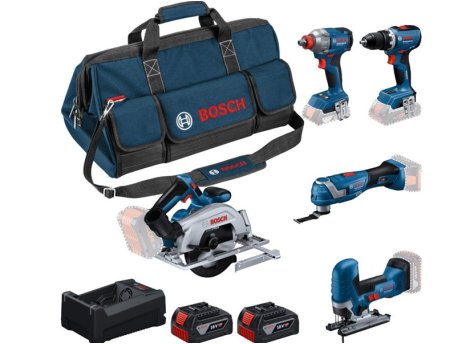 BOSCH plavi alat Akumulatorski set Bosch GSR 18V-65 + GDX 18V-285 + GKS 18V-57-2 + GOP 18V-34 + GST 18V-125 S + 2 x 5,0Ah + torba (0615A500BV)