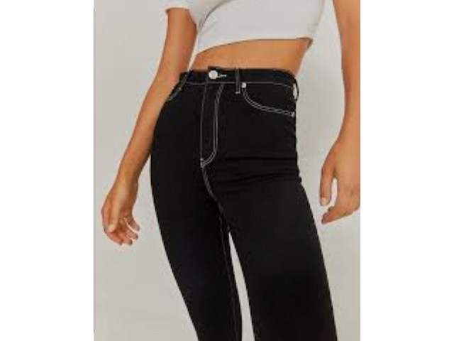 Tally Weijl crne skinny farmerice sa belim štepom (XXS