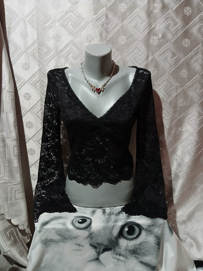 Goth Crop Cipkasta Crna bluza S