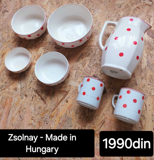Zsolnay porcelanski set šolje bokal činije Hungary