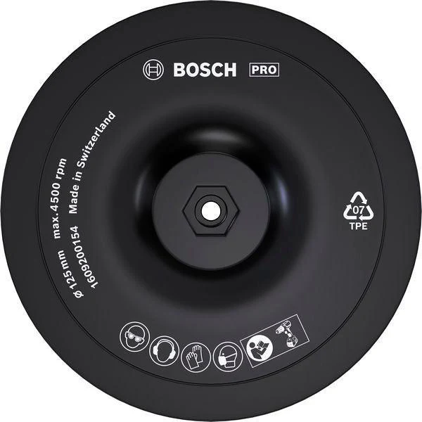 BOSCH PRO Backing Pad, 125×8 mm, čičak-traka - Potporni tanjir 125 mm, čičak (1609200154)