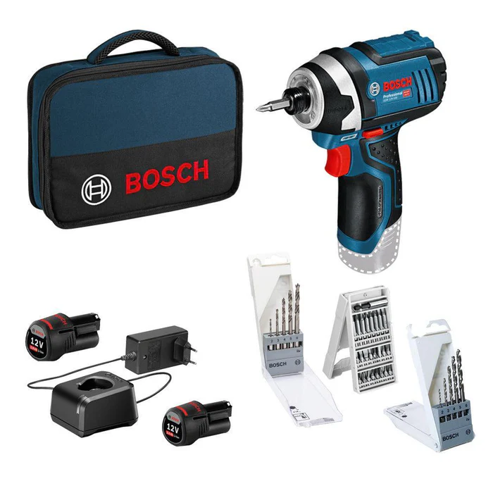 BOSCH Profesionalni set: Akumulatorski udarni odvrtač GDR 12V-105 + 25-delni set bitova u torbi za alat - (0615990M80)