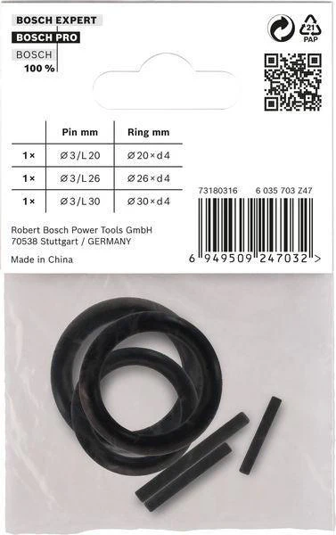 BOSCH Retaining Ring and Pin Set for PRO Impact Socket, 1/2", 6 delova - Deo pribora 1/2" Pin&Ring Set (2608003066)