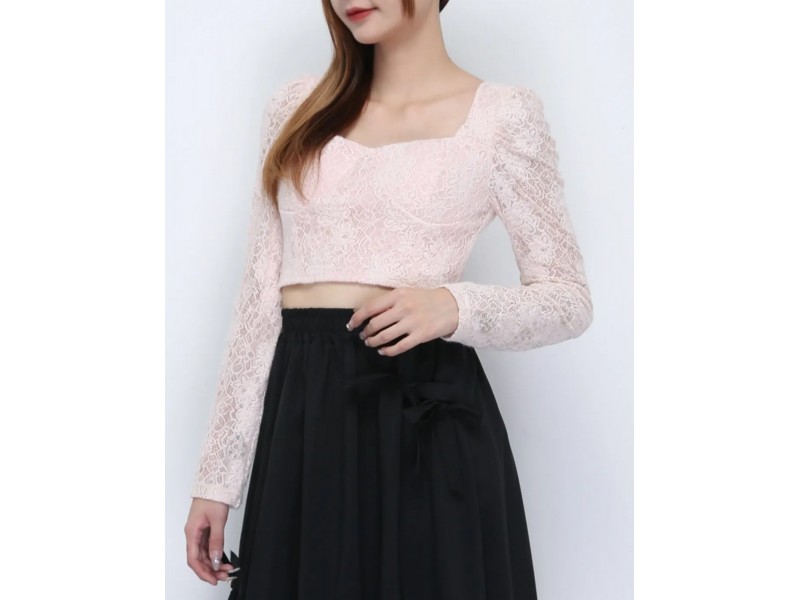 *LUSTRE* CROP OFF SHOULDER BLUZA OD ČIPKE