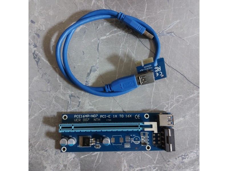 PCIe Riser + USB 3.0 kabl + PCIe x1 adapter - SET