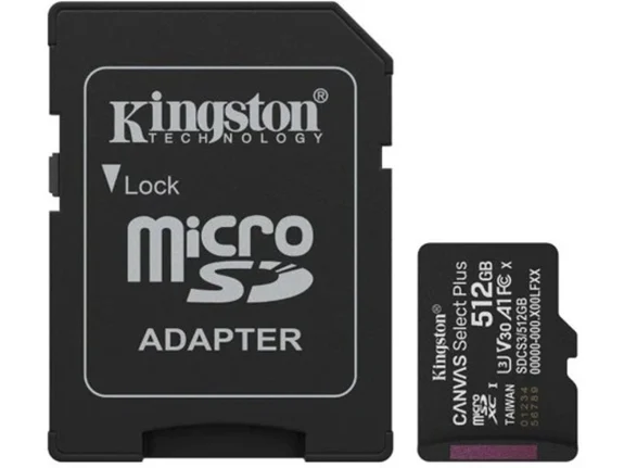Micro SD Card 512GB Kingston + SD adapter SDCS3/512GB class 10