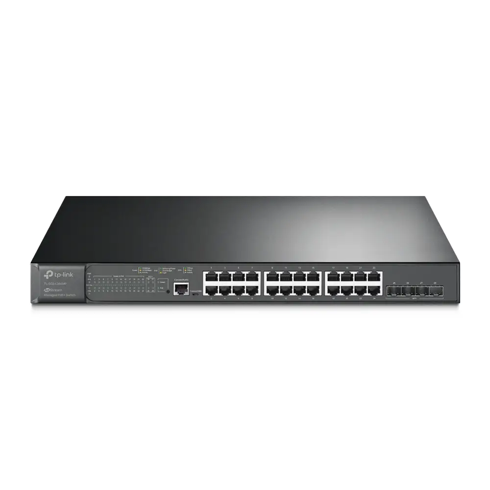 TP-Link Omada Access Plus 24-Port Gigabit and 4-Port 10GE SFP+ Switch with 24-Port PoE+ SG3428XMP