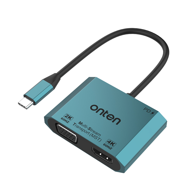 Adapter USB Type-C na HDMI (zenski) 4K 60Hz + VGA (zenski) 2K 60Hz 16cm (OTN-M205) Onten
