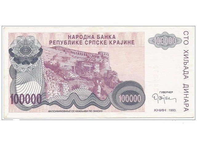 RSK Knin 100.000 dinara 1993. P-R22